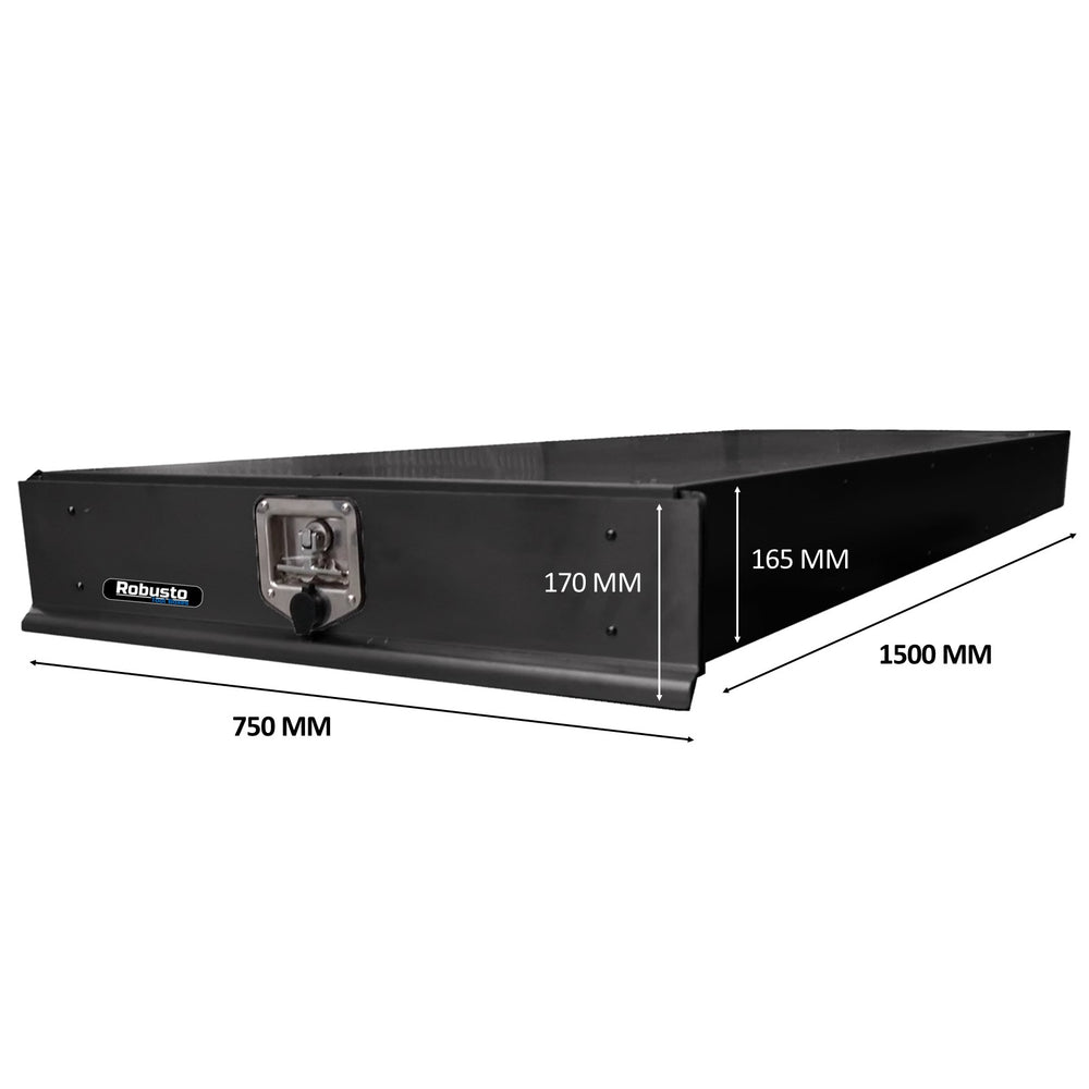 Under Tray Trundle Drawer – 1500 mm Black Steel Box | Robusto